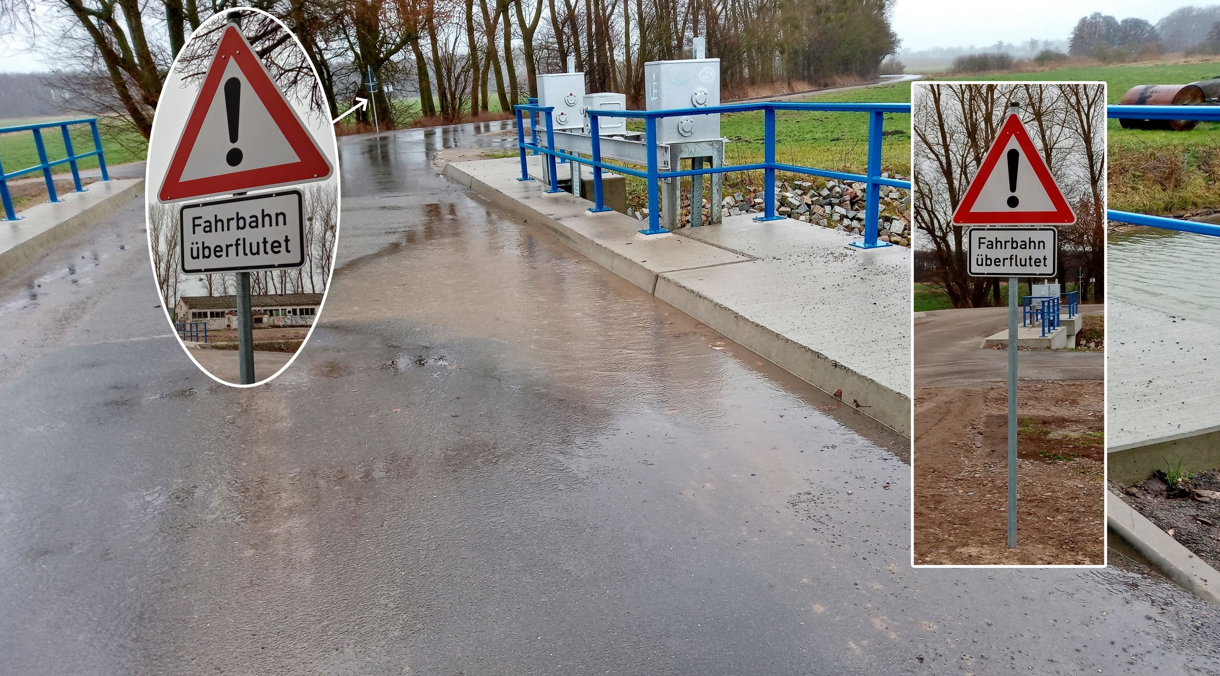 Auf neuer Brücke bei Neubrandenburg steht das Wasser