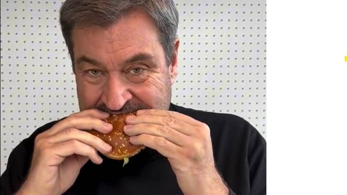 So wie Markus Söder isst sonst sicher kaum jemand seinen Burger