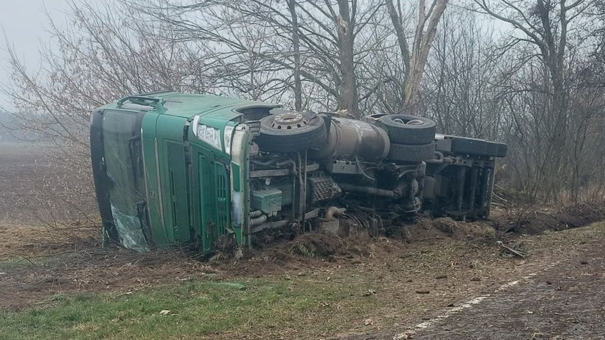 Lkw prallt gegen Baum und kippt um - Fahrer verletzt